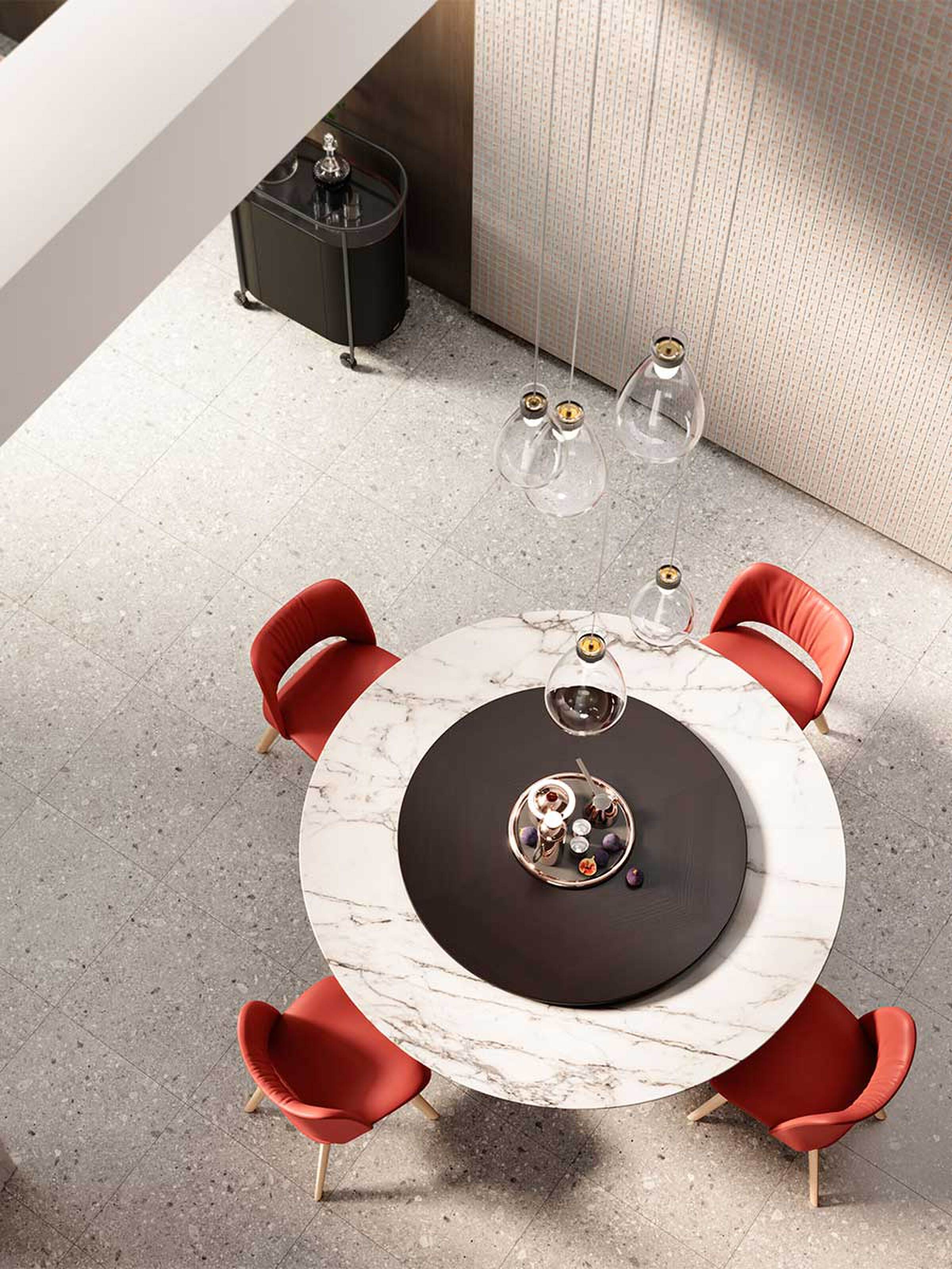 Mesa Due | Table with Lazy Susan - Lella and Massimo Vignelli