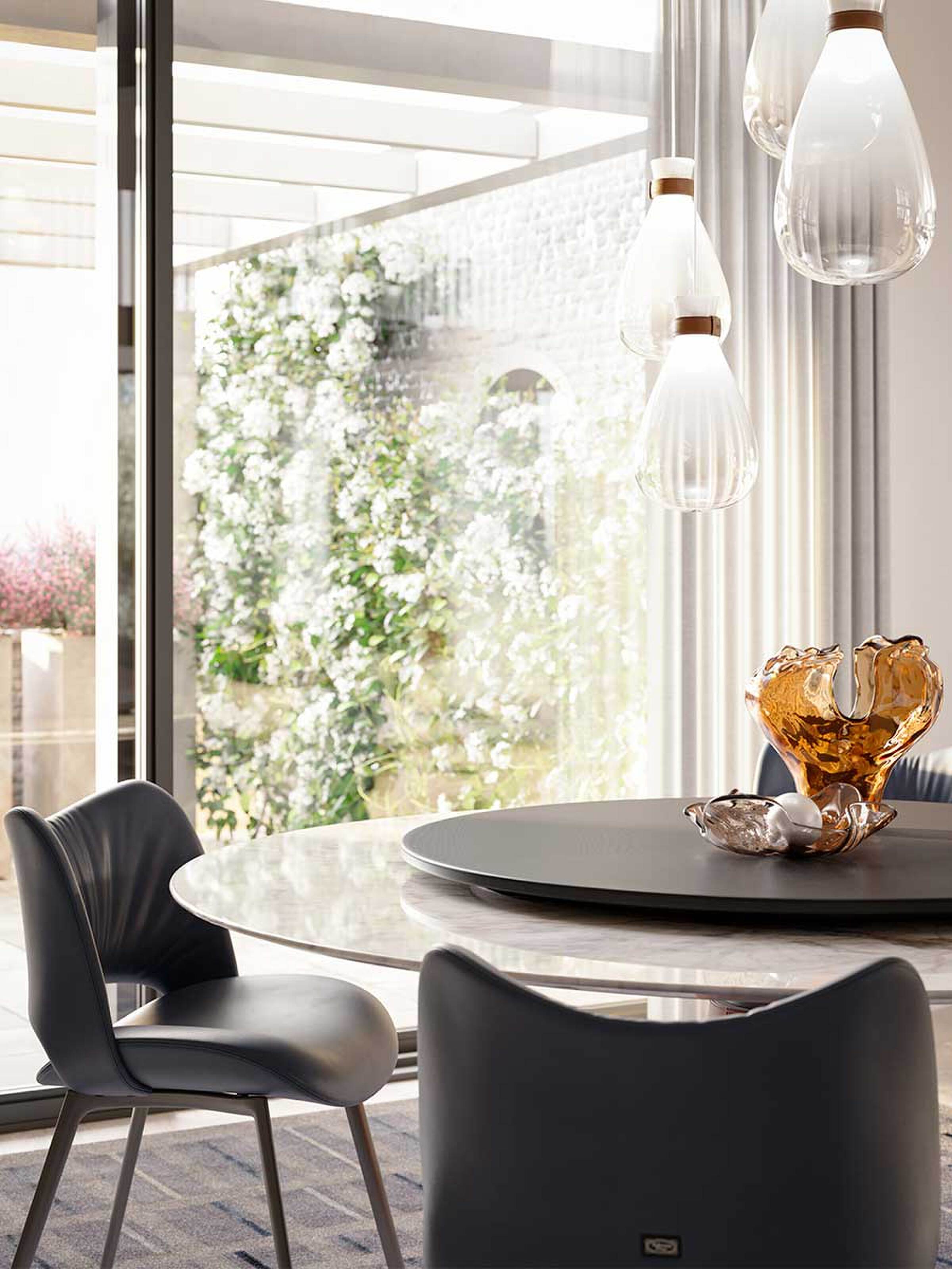 Mesa Due | Table with Lazy Susan - Lella and Massimo Vignelli