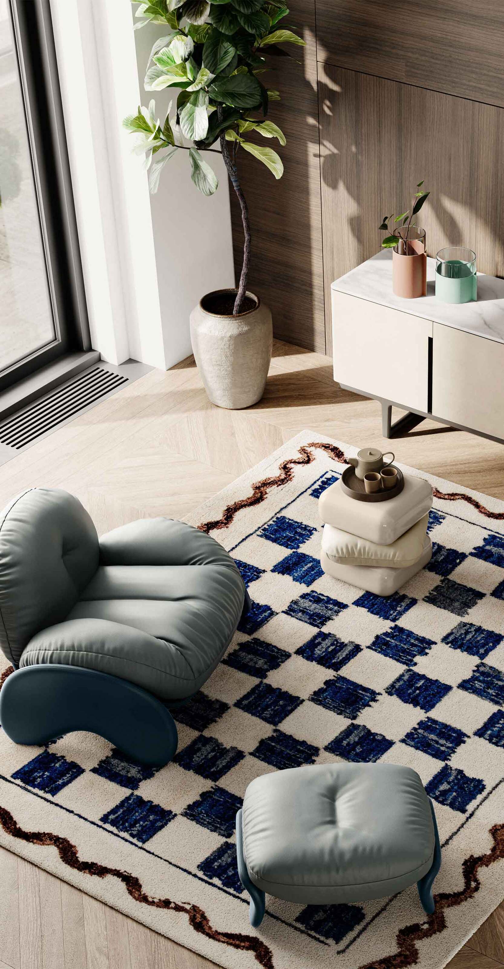 Squash, Rug handmade, checkerboard motif - Faye Toogood